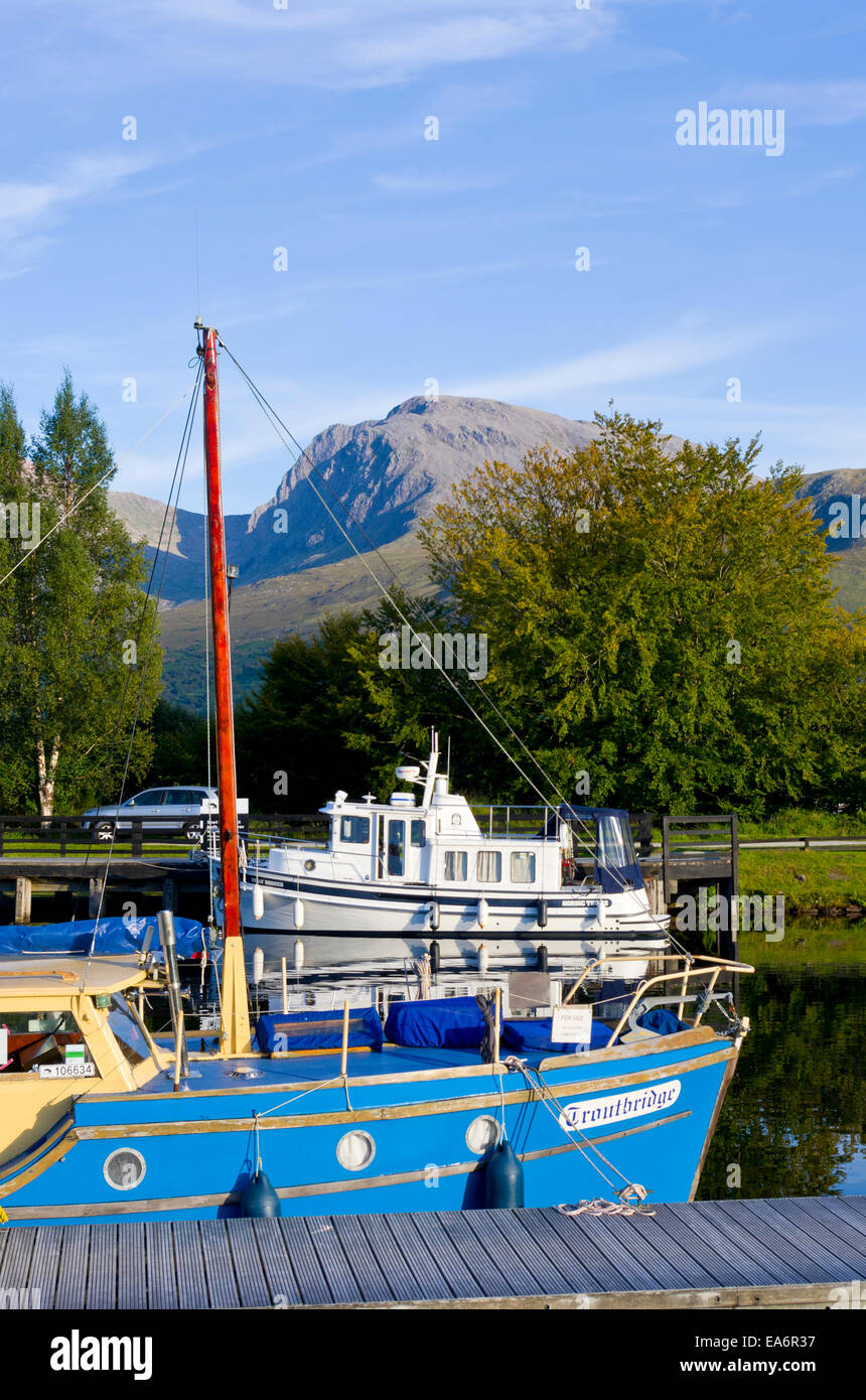 Caledonian Canal & Ben Nevis, Banavie, Lochaber, Highland, Scotland, UK ...