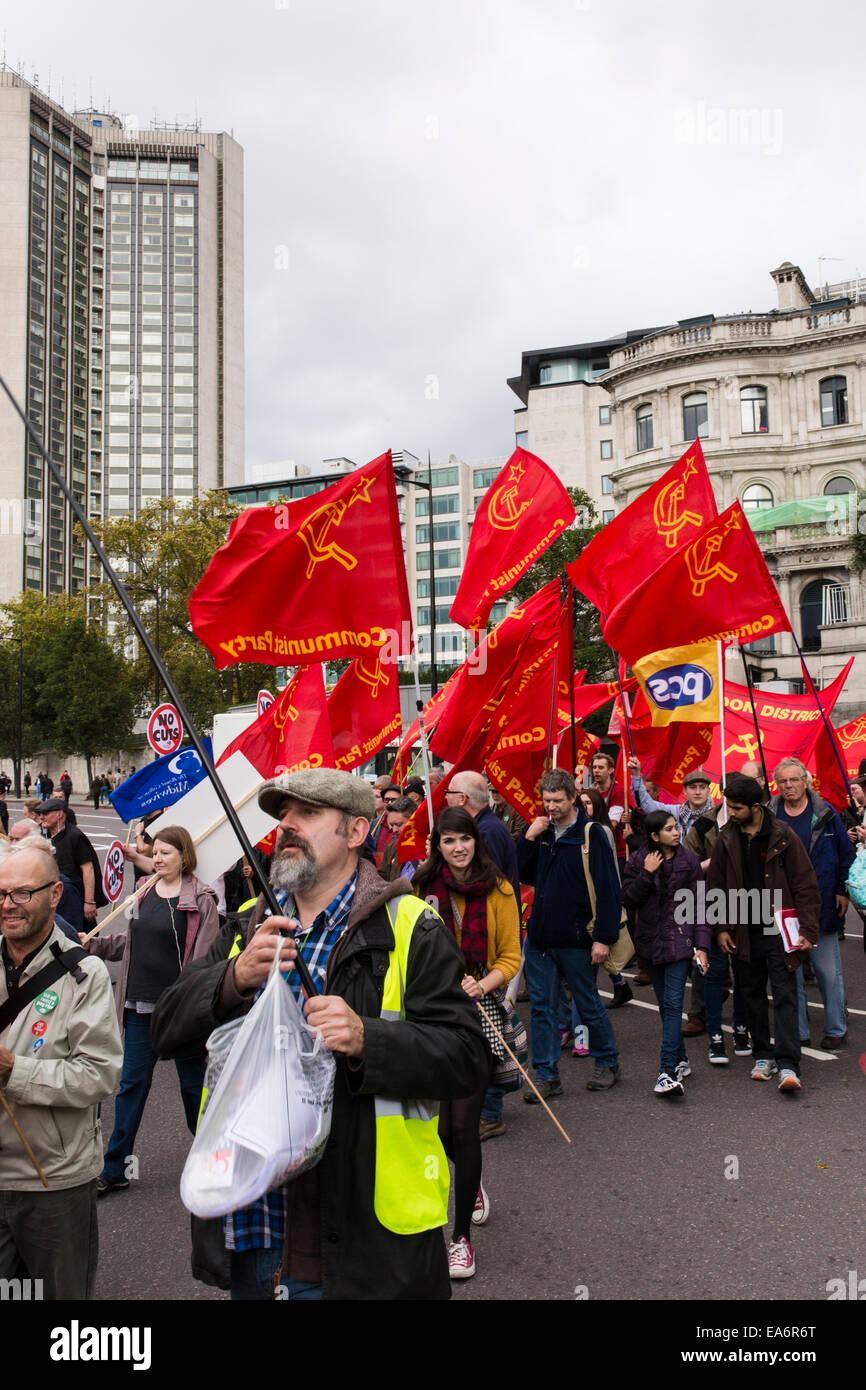 Trade Union protesters march through London on 18th October 2014 to ...