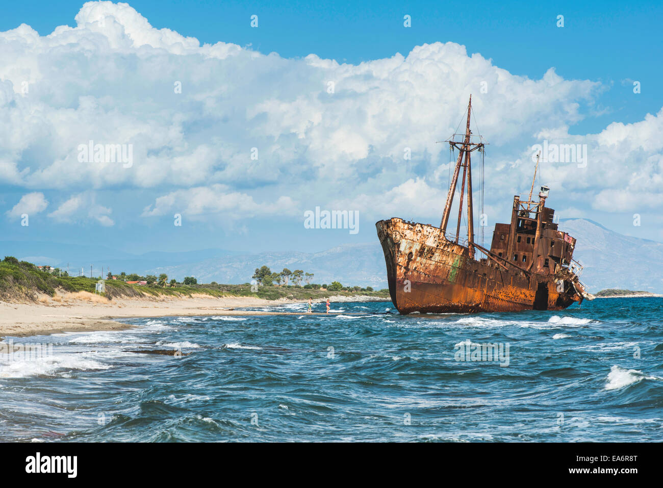Old rustic big ship. Blue sky Stock Photo - Alamy