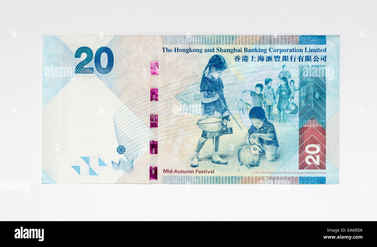 Hong Kong 20 Twenty Dollar Note Stock Photo - Alamy