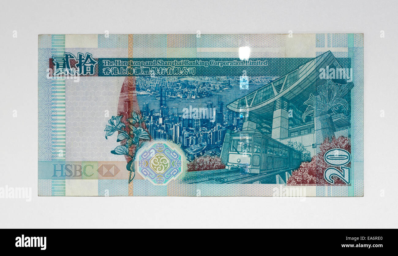 Hong Kong 20 Twenty Dollar Note Stock Photo - Alamy