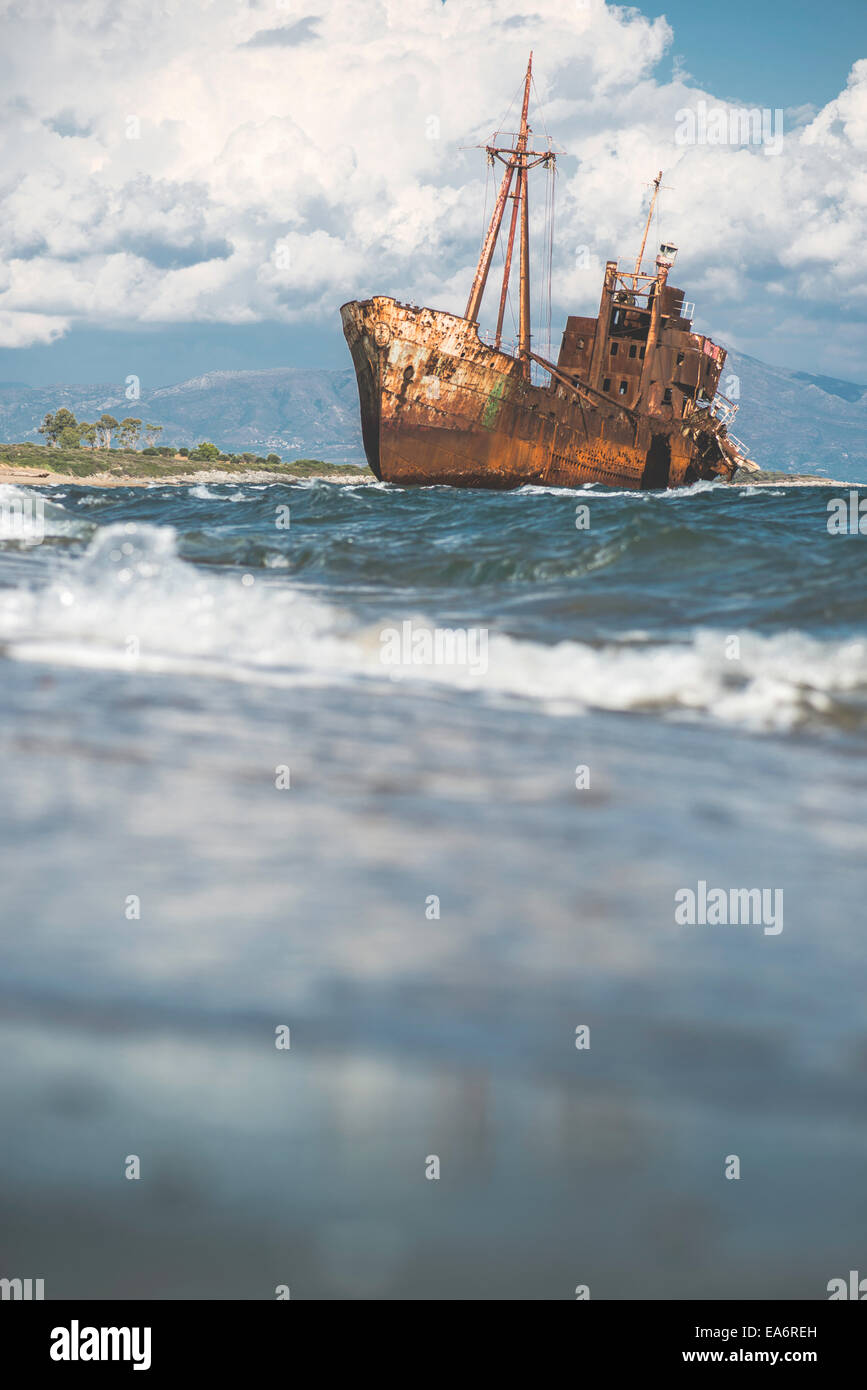 Old rustic big ship. Blue sky Stock Photo - Alamy
