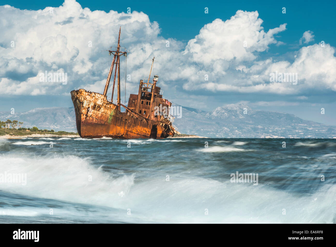 Old rustic big ship. Blue sky Stock Photo - Alamy