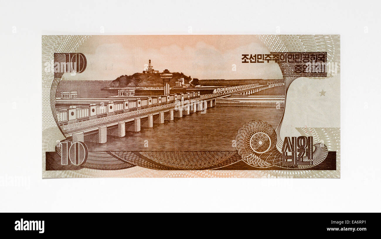 North Korea 10 Won Bank Note Stock Photo - Alamy