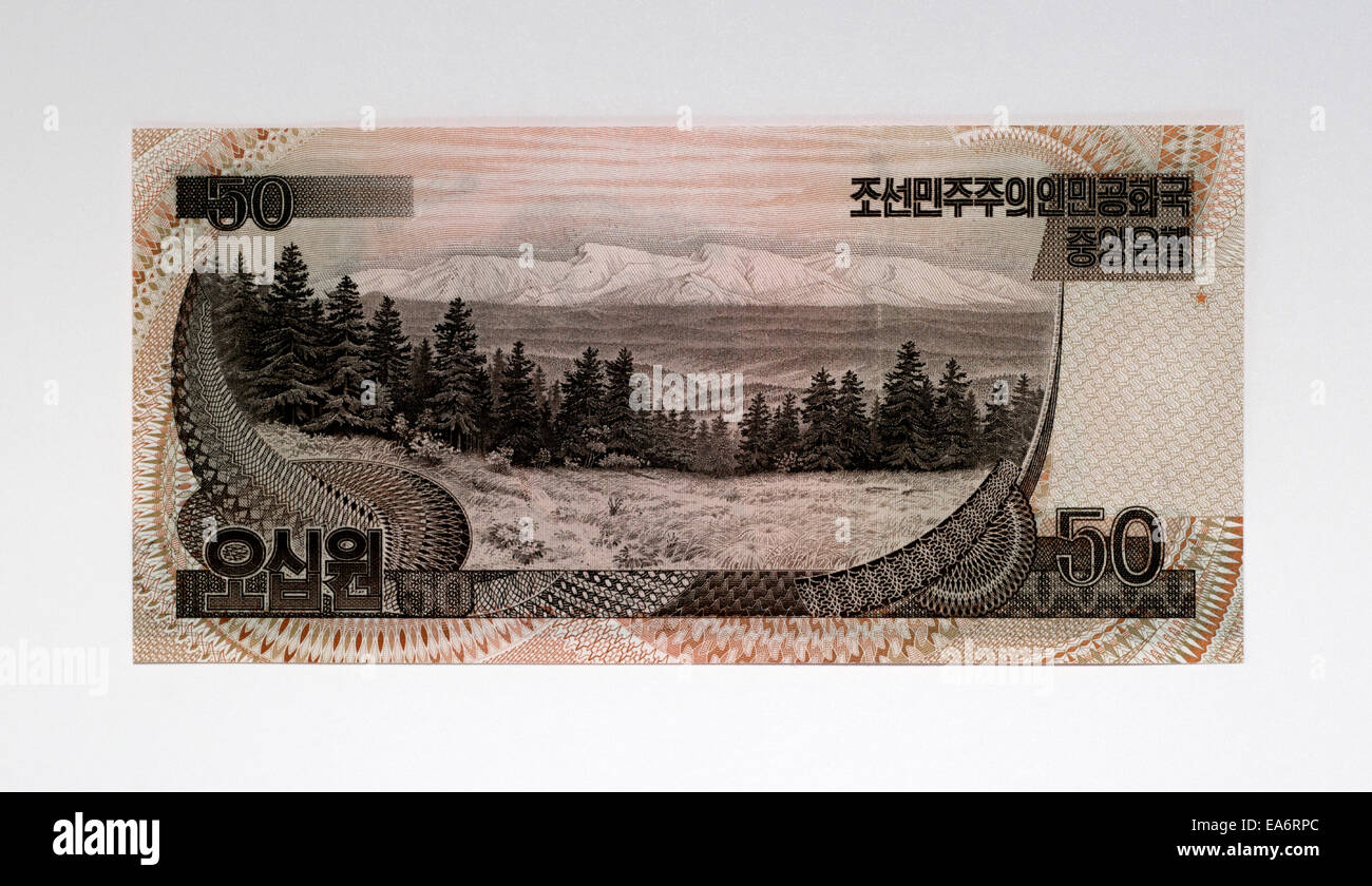 North Korea 50 Won Bank Note Stock Photo - Alamy