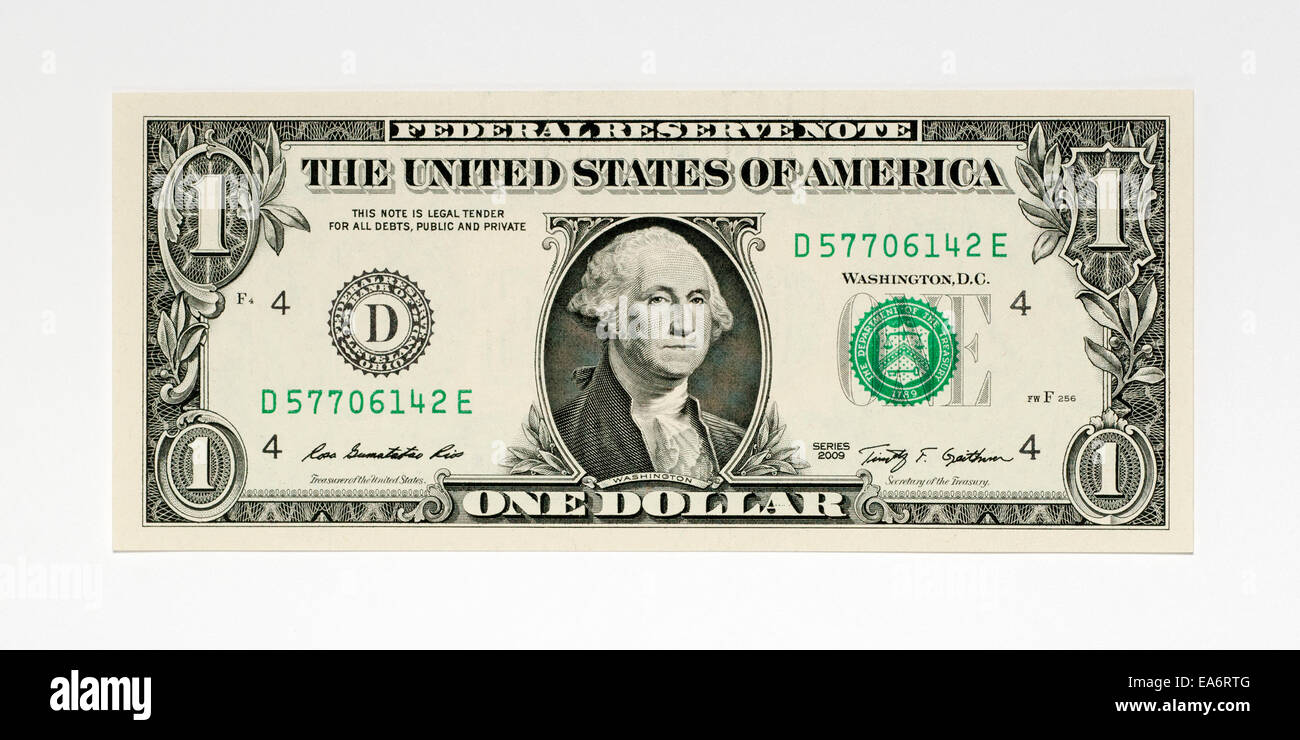 USA 1 One Dollar Bank Note Stock Photo - Alamy