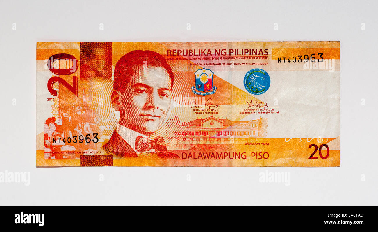 Philippines 20 Twenty Piso Bank Note Stock Photo - Alamy