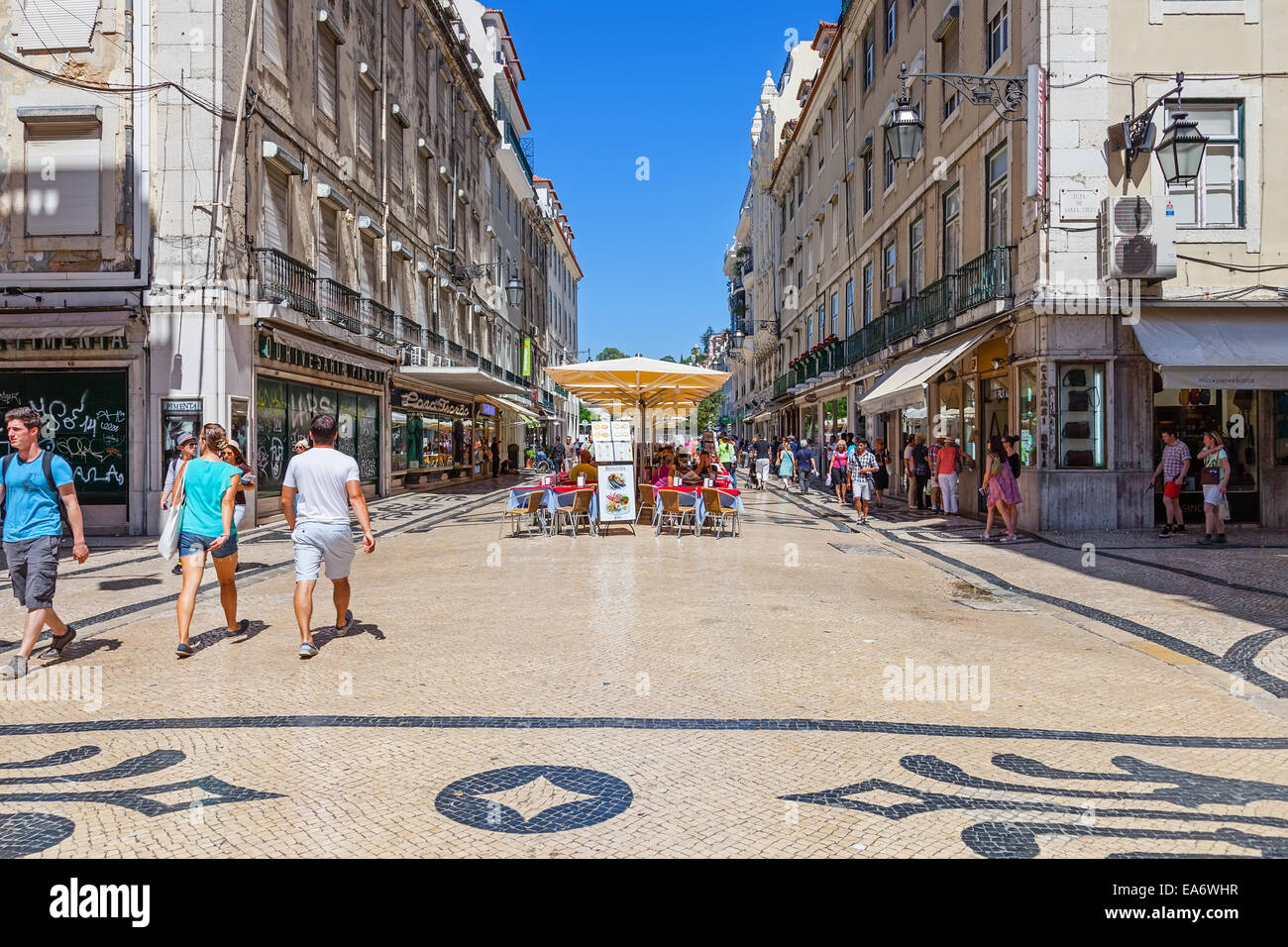 Rua Augusta Street in the Baixa District of Lisbon. The most ...