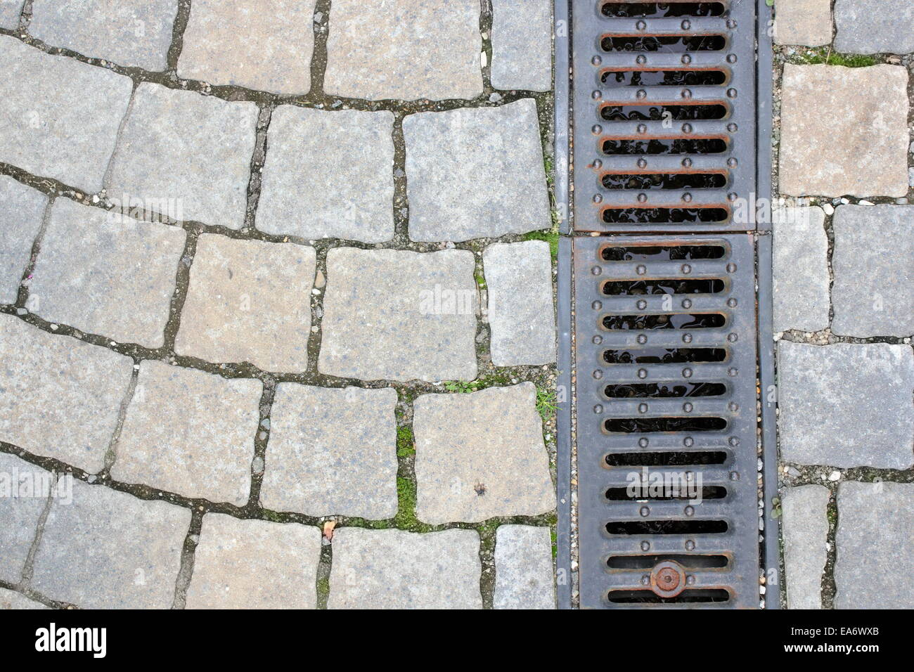 drainage on pedestrian street, textured background Stock Photo - Alamy