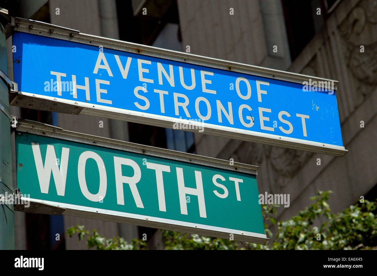 NYC: Dual street signs at Worth Street in lower Manhattan also known as ...