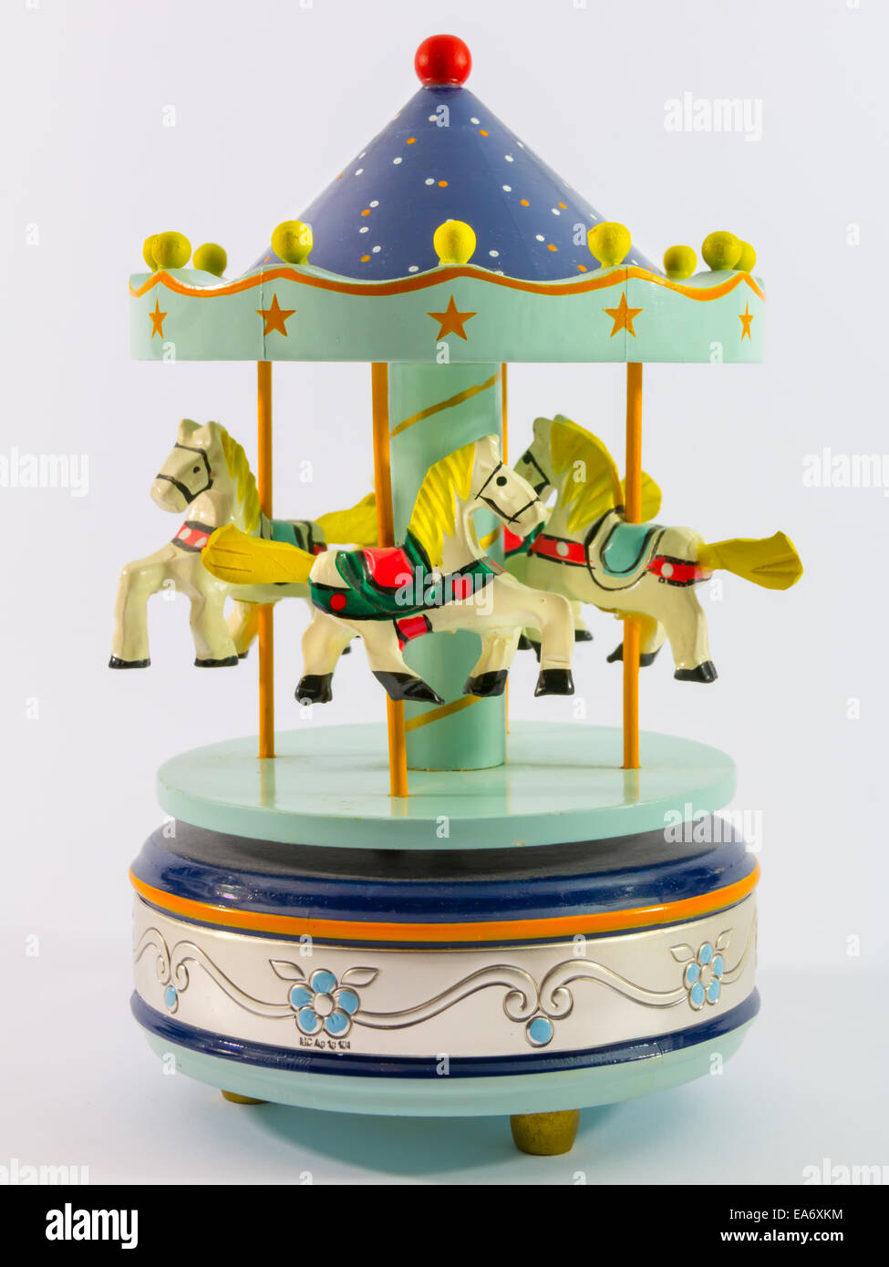 sky blue merry-go-round horse carillon, wooden carouse Stock Photo - Alamy