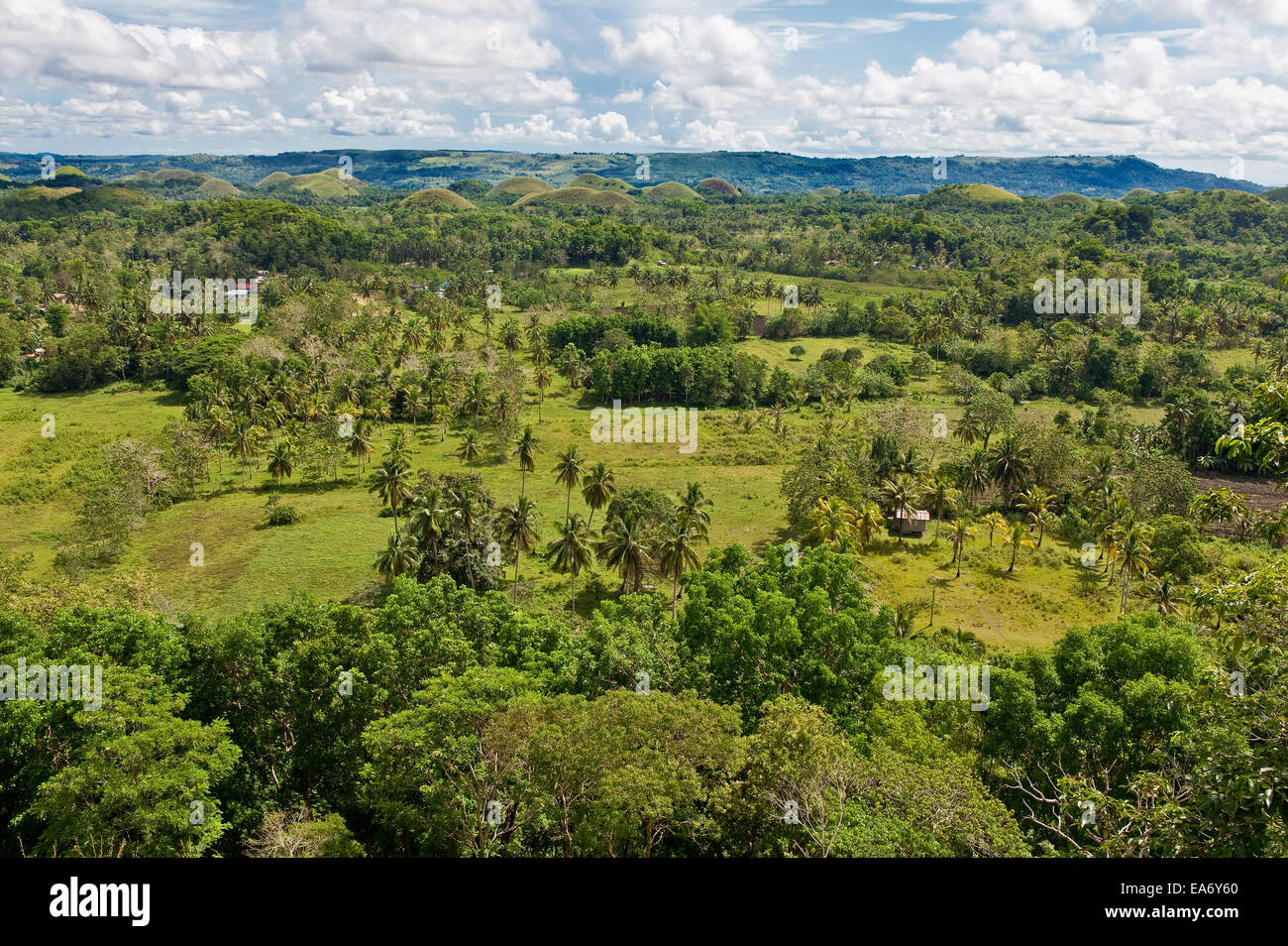 Landscape overlooking surrounding land and Chocolate Hills on Bohol ...