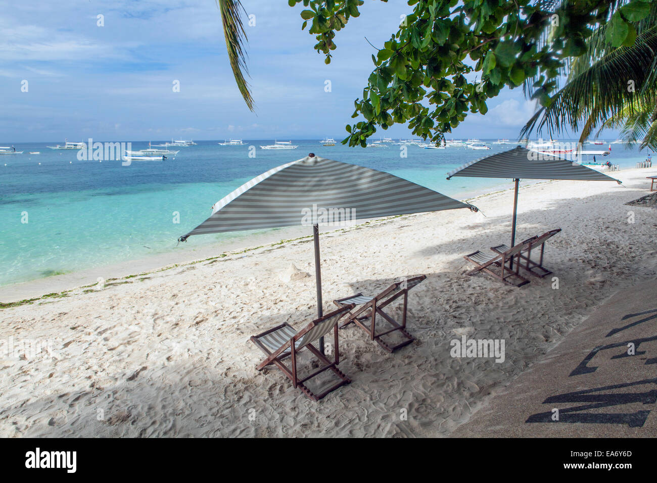 Alona Beach, Panglao, Bohol, Philippine Islands - Beach umbrellas and ...