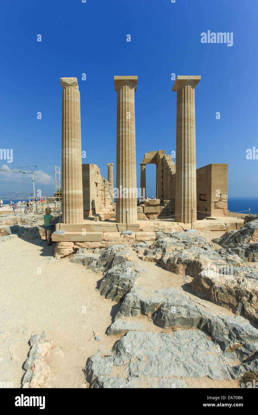 Lindos ancient Acropolis ruins, a natural citadel which was fortified ...