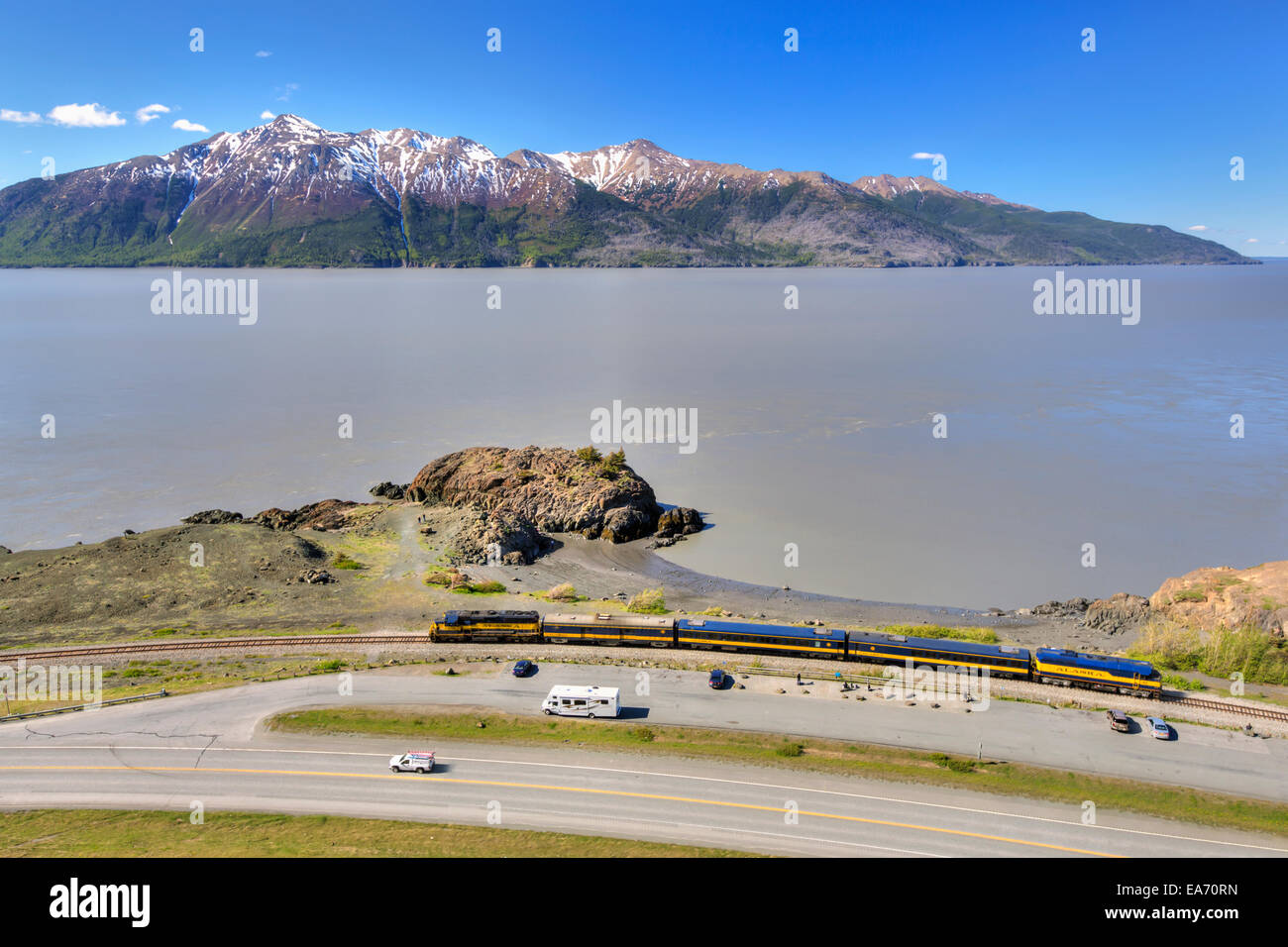 Highway train cars trucks hi-res stock photography and images - Alamy