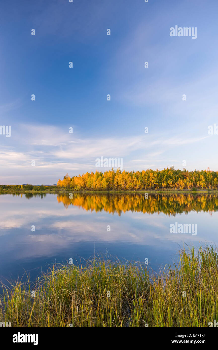 Fall Foliage Reflected In The Water At The Chena Lakes Recreation Area ...