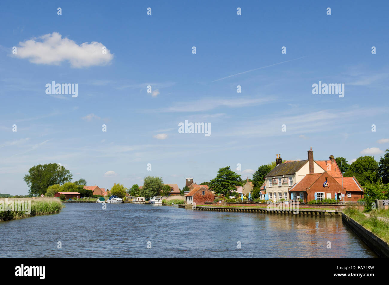 The Ferry Inn, Stokesby, Norfolk Broads, The River Bure. June Stock ...