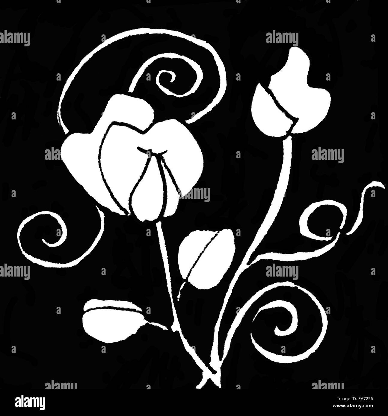 Ink Pattern Seven, abstract pattern, black and white ink sketch. Sweet ...