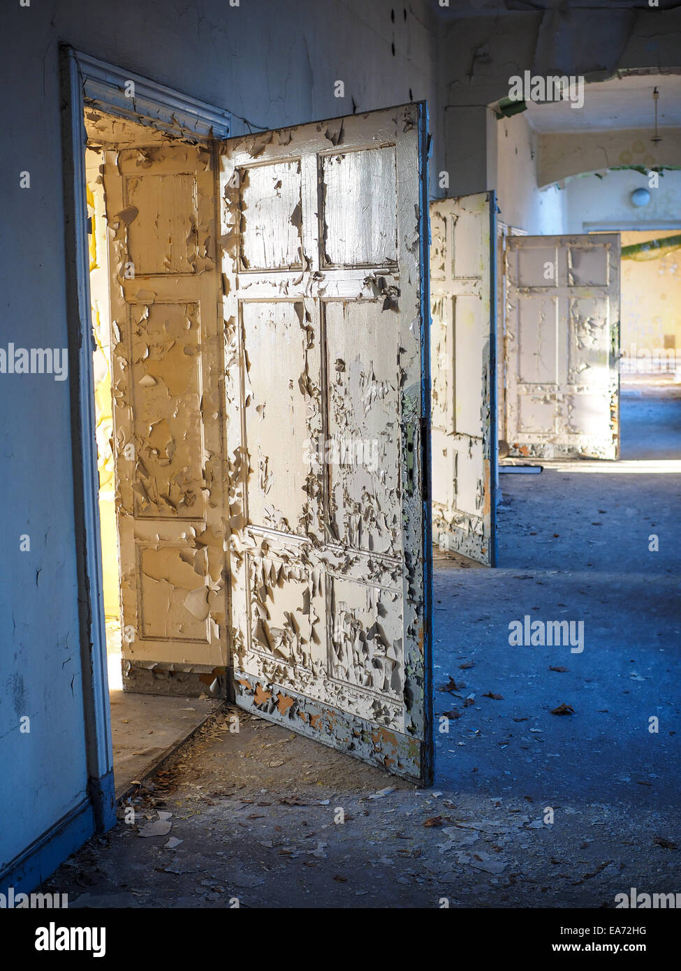 Ruins of an old hospital. Interior old wall with old paint Stock Photo ...