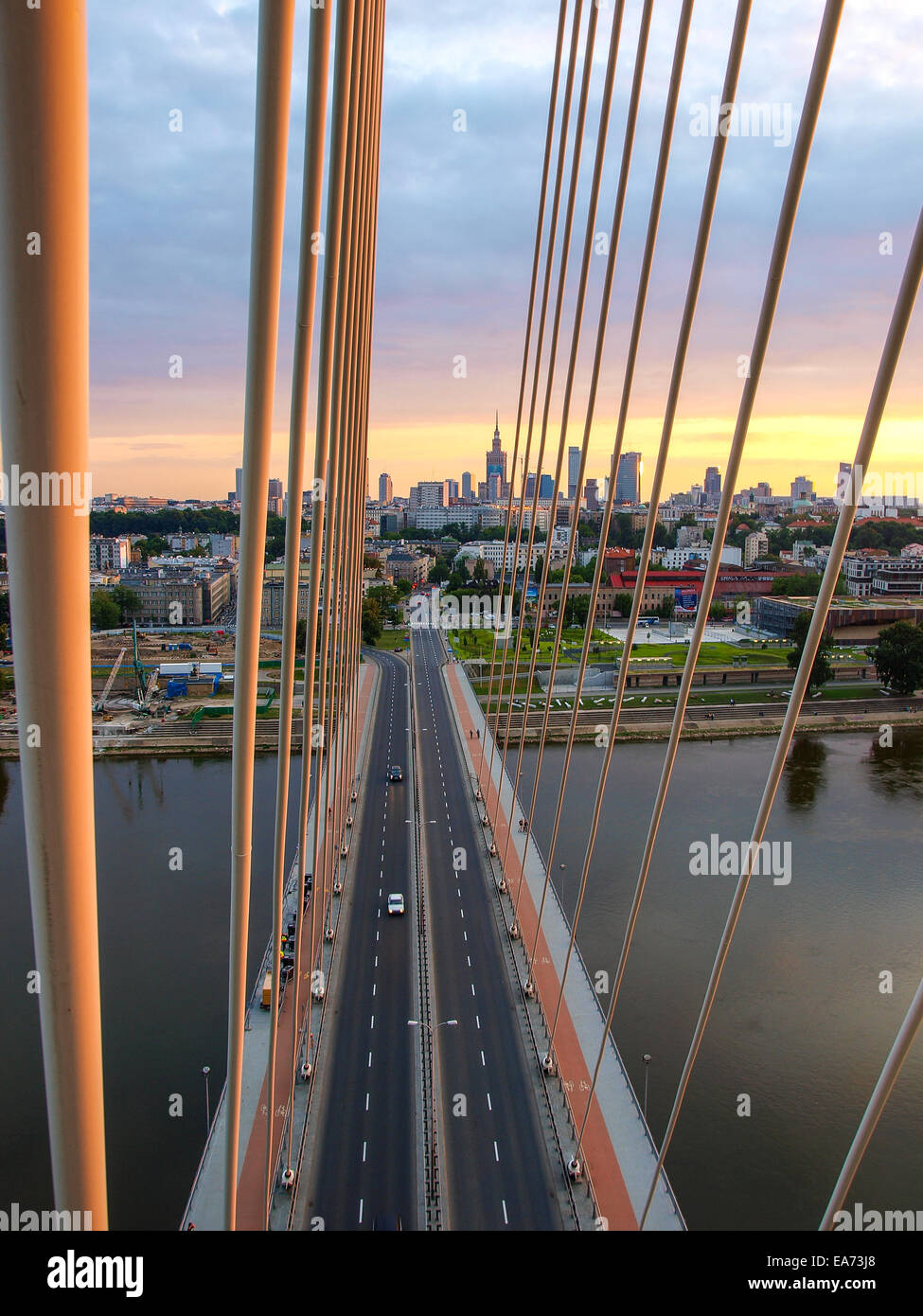 Swietokrzyski Bridge over Wisla river in Warsaw capital of Poland Stock ...