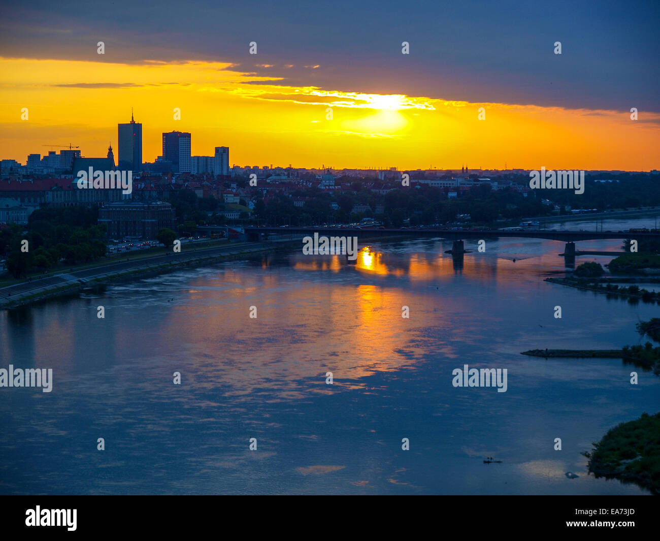 Swietokrzyski Bridge over Wisla river in Warsaw capital of Poland Stock ...