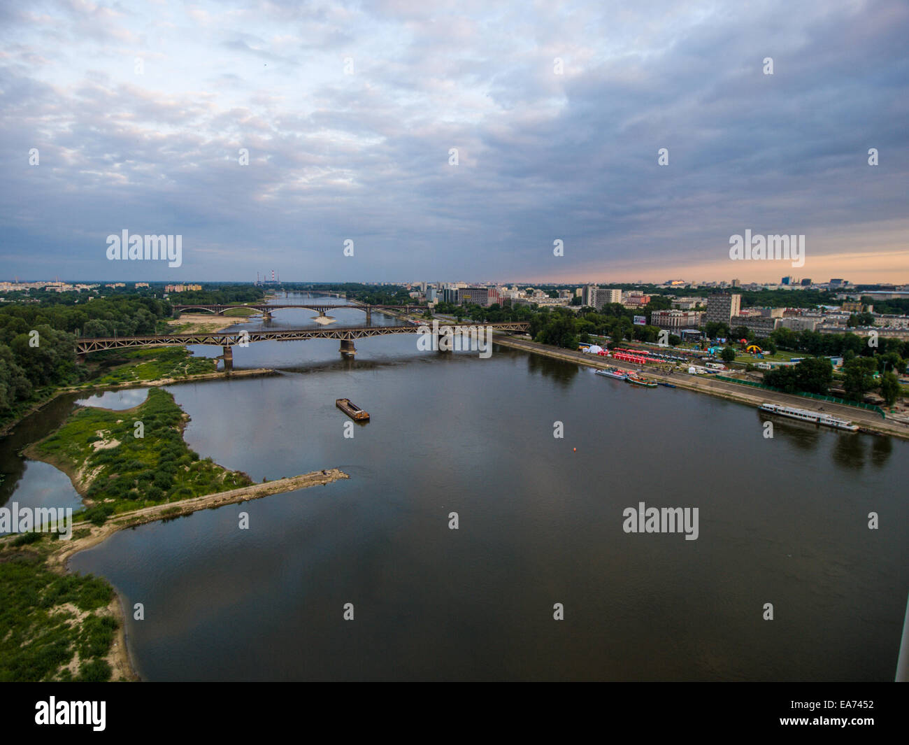 Swietokrzyski Bridge over Wisla river in Warsaw capital of Poland Stock ...