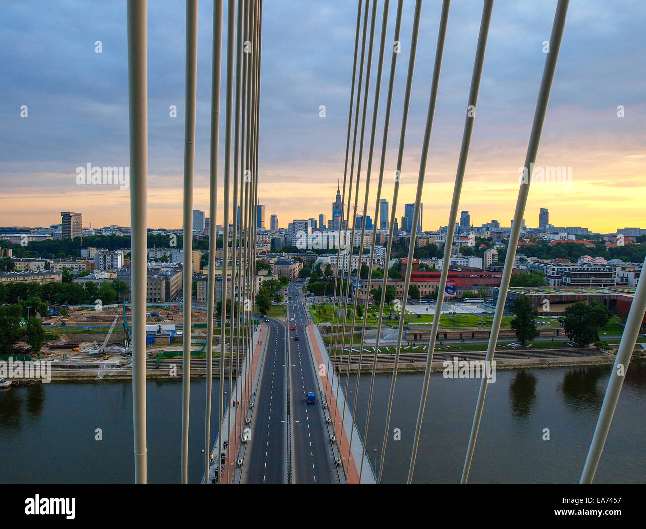 Swietokrzyski Bridge over Wisla river in Warsaw capital of Poland Stock ...