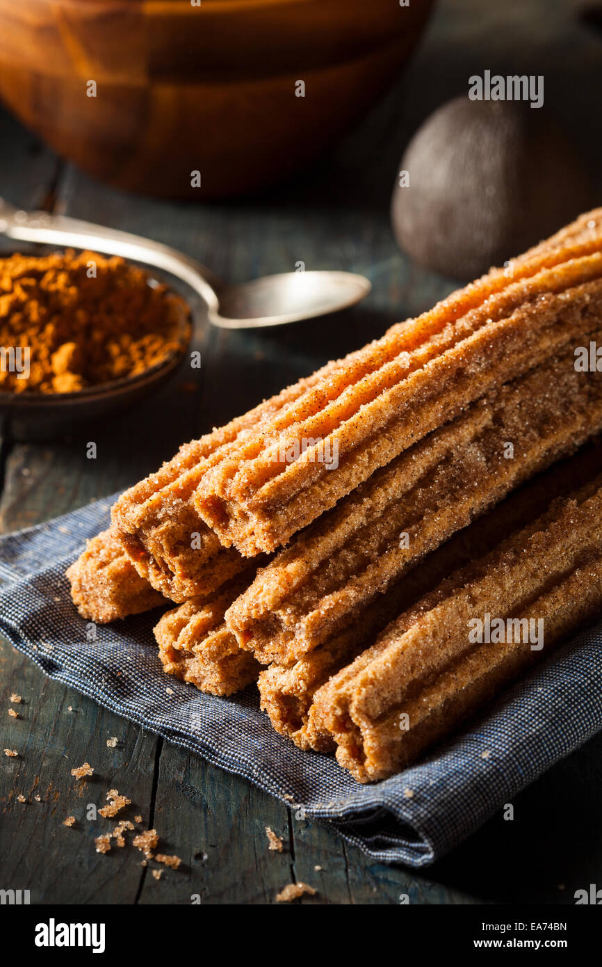 Homemade Deep Fried Churros with Cinnamon and Sugar Stock Photo - Alamy