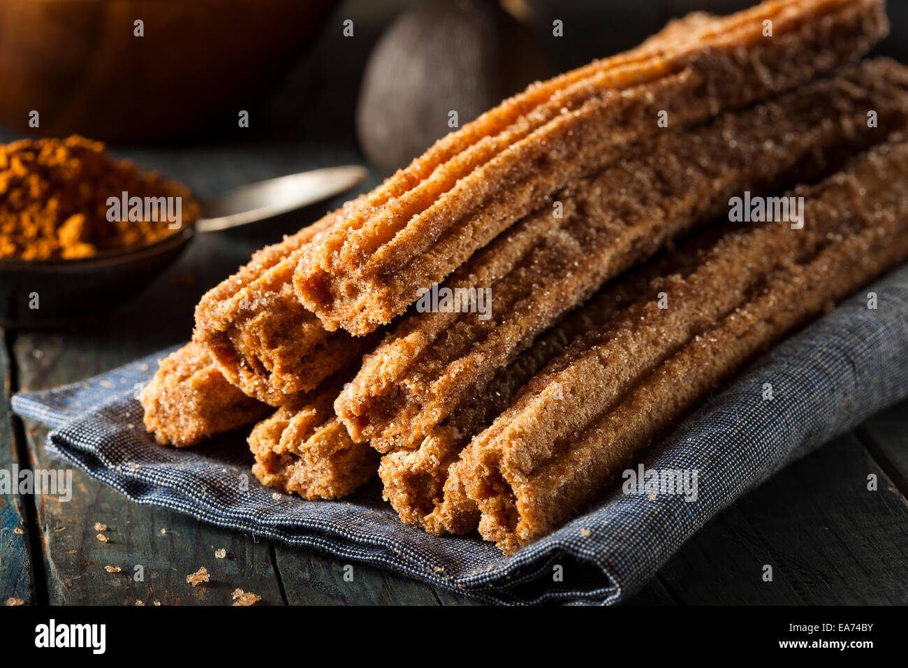 Homemade Deep Fried Churros with Cinnamon and Sugar Stock Photo - Alamy