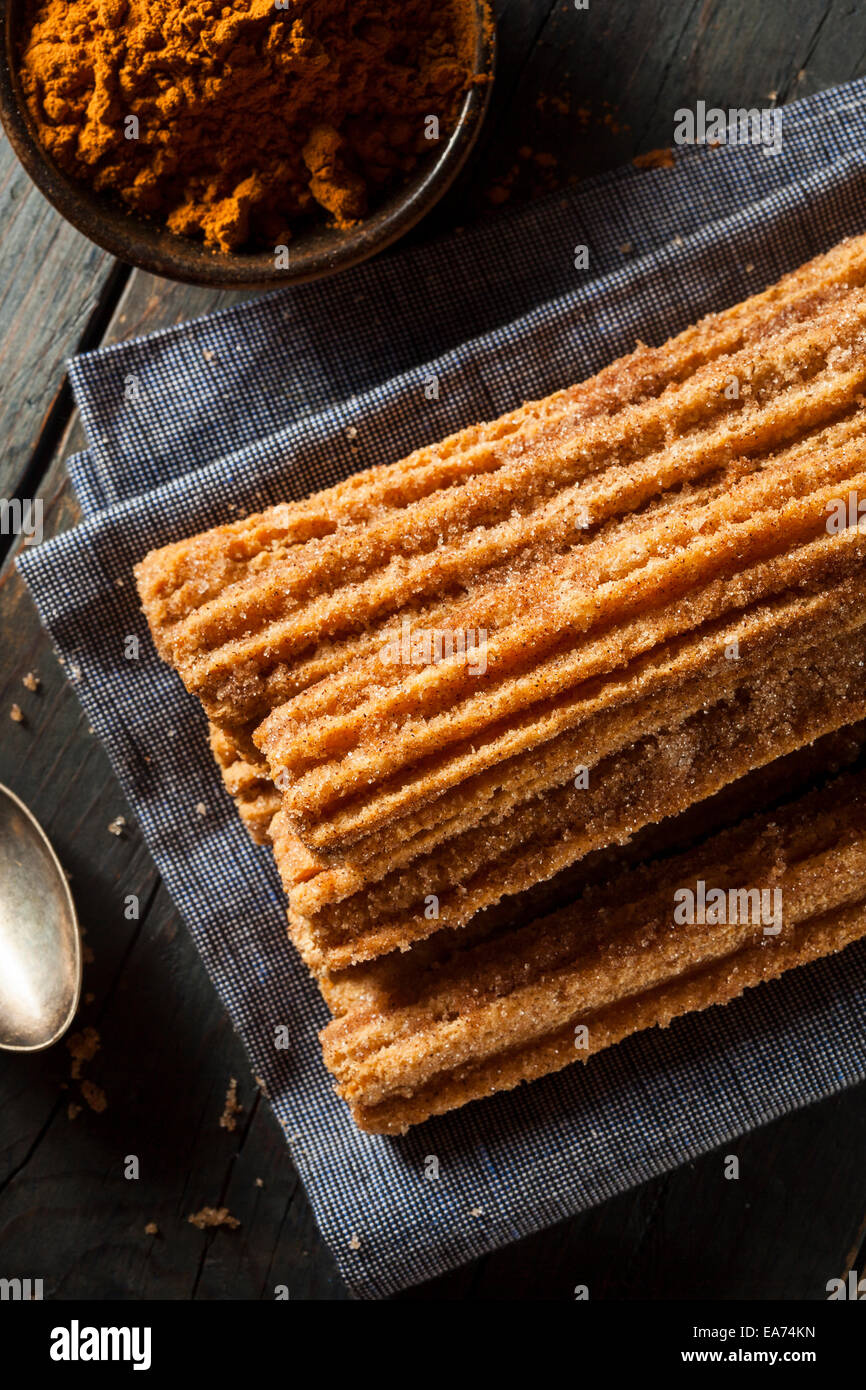 Homemade Deep Fried Churros with Cinnamon and Sugar Stock Photo - Alamy