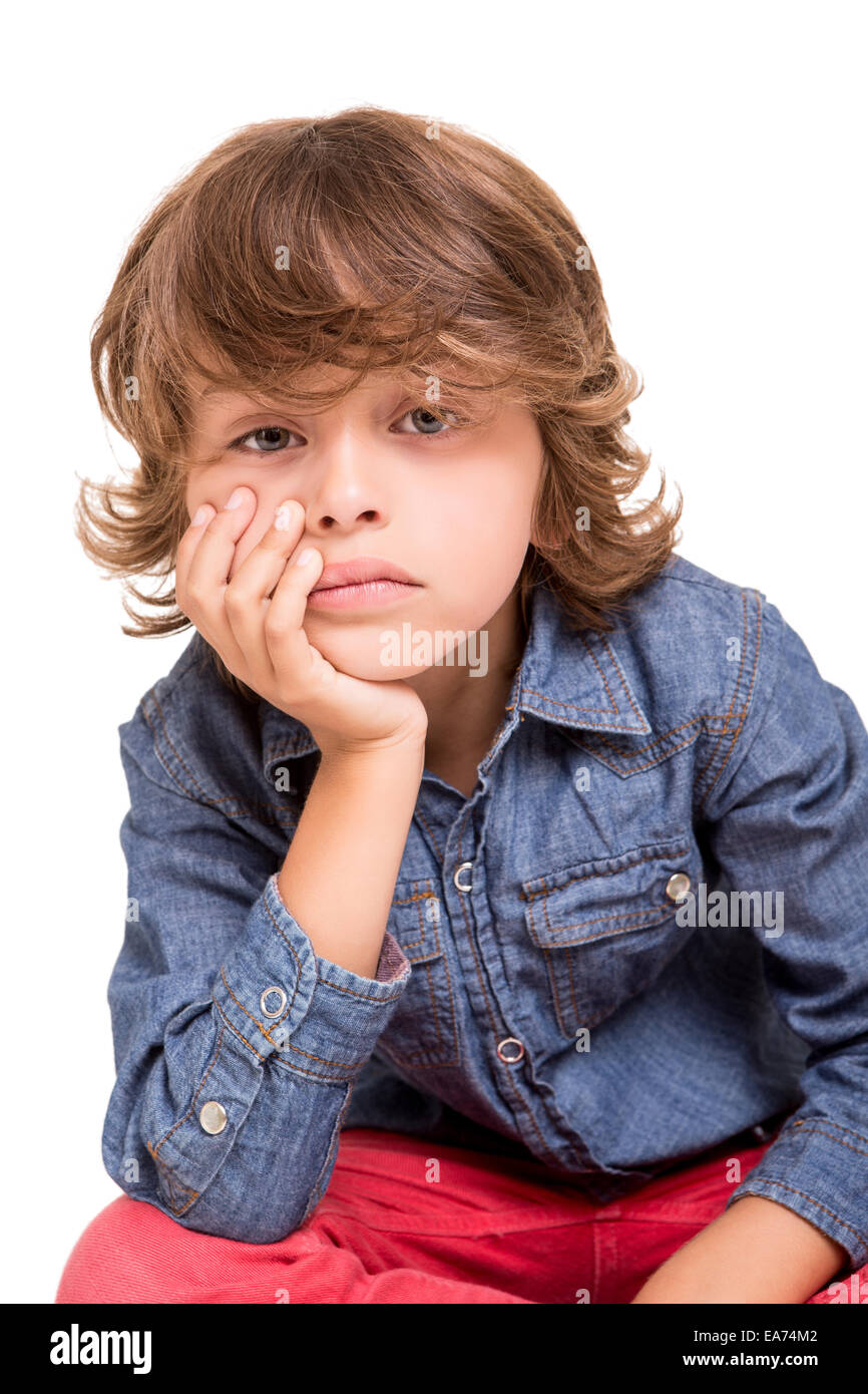 Lovely caucasian blonde kid posing for camera Stock Photo - Alamy