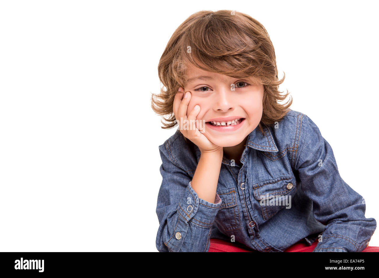 Lovely caucasian blonde kid posing for camera Stock Photo - Alamy