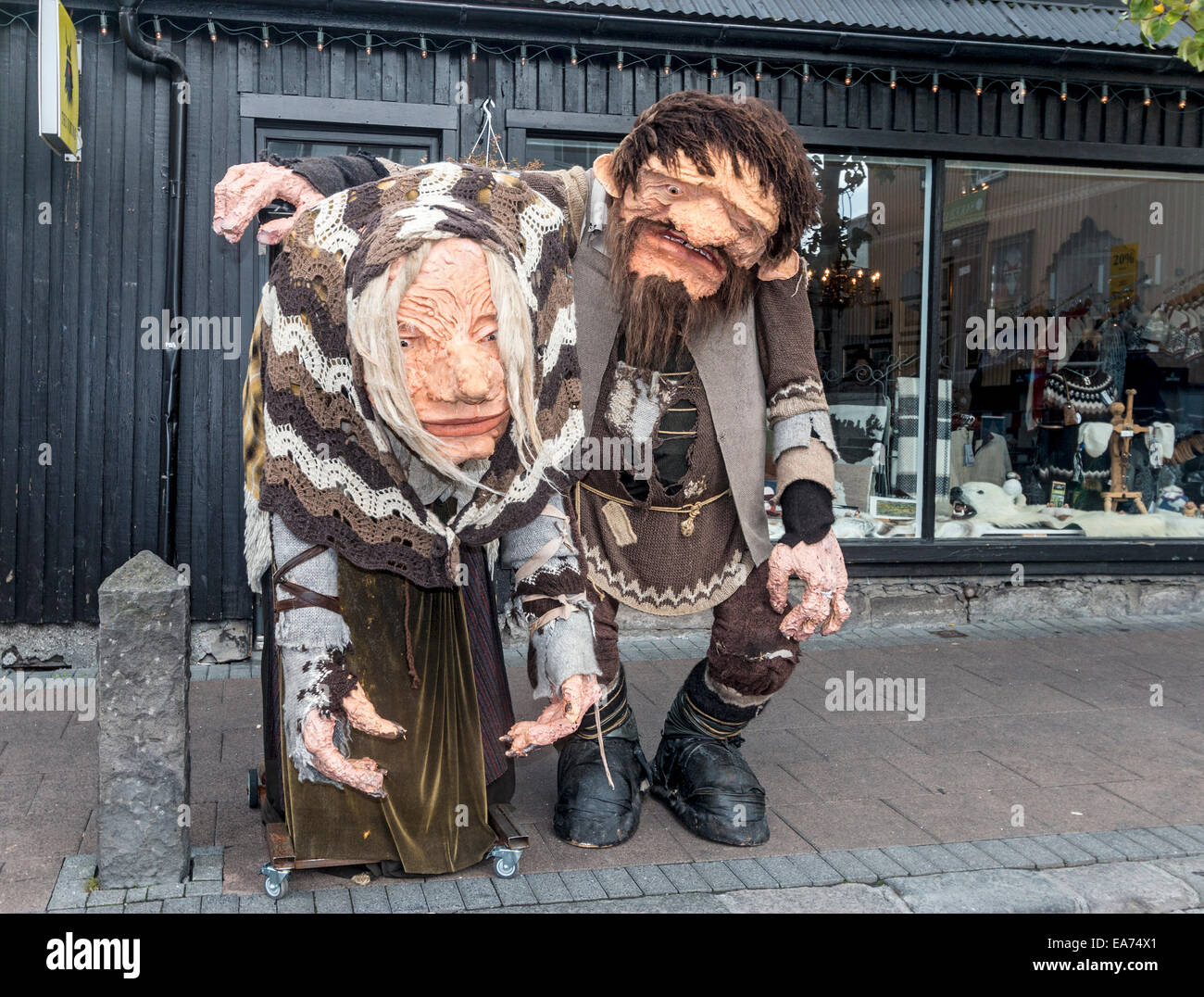 The famous troll statue along Reykjavik's shopping street Stock Photo ...