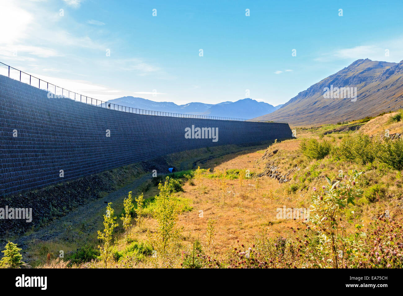 Avalanche wall near east Iceland town of Nordfjordur Stock Photo - Alamy