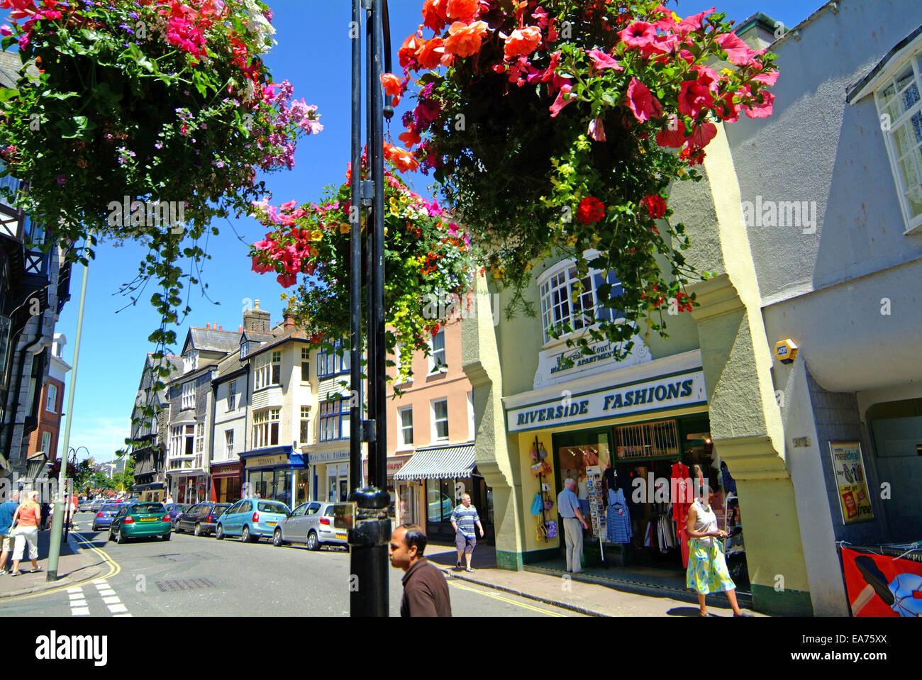 Dartmouth Devon Hanging Baskets Stock Photo - Alamy