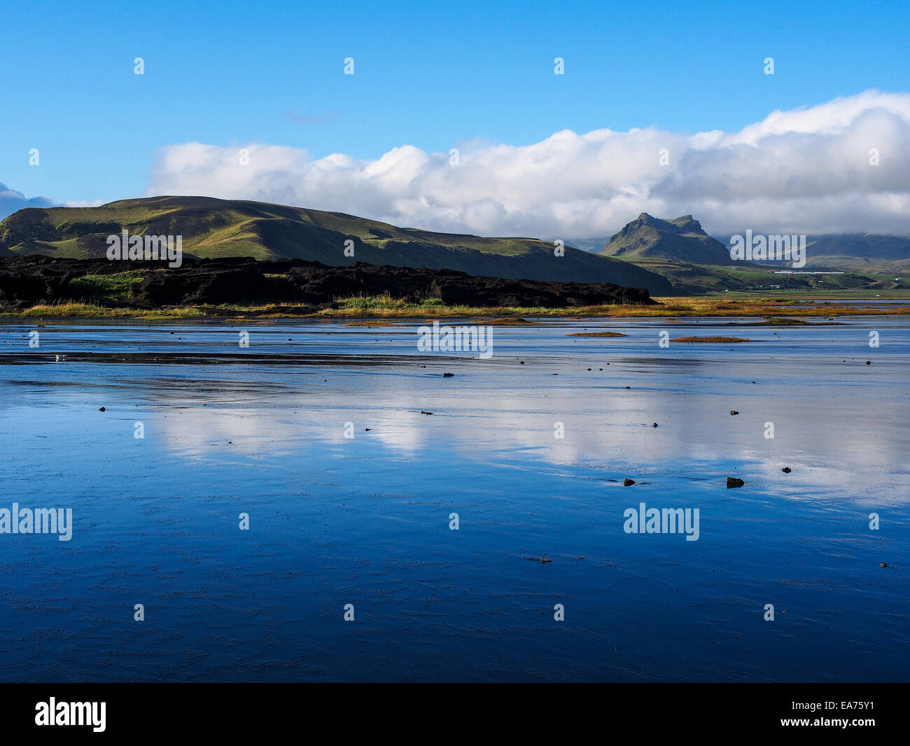 Iceland Landscape with Smooth Lake and Sky Reflection Stock Photo - Alamy