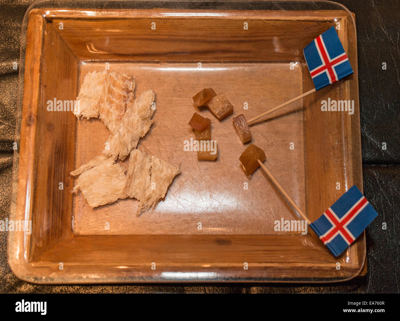 Dried fish and "rotten (fermented) shark," served as an appetizer to ...