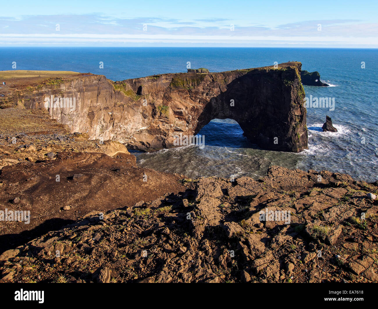 a natural rocky arch - Dyrholey Iceland Stock Photo - Alamy