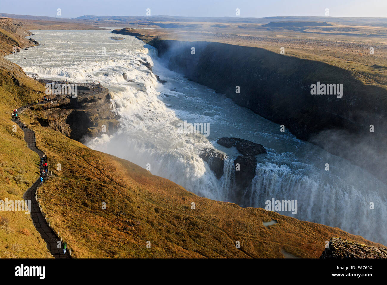 Gullfoss, a waterfall located in the canyon of Hvítá river in southern ...