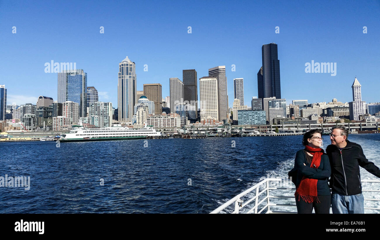 Seattle skyline from water taxi hi-res stock photography and images - Alamy