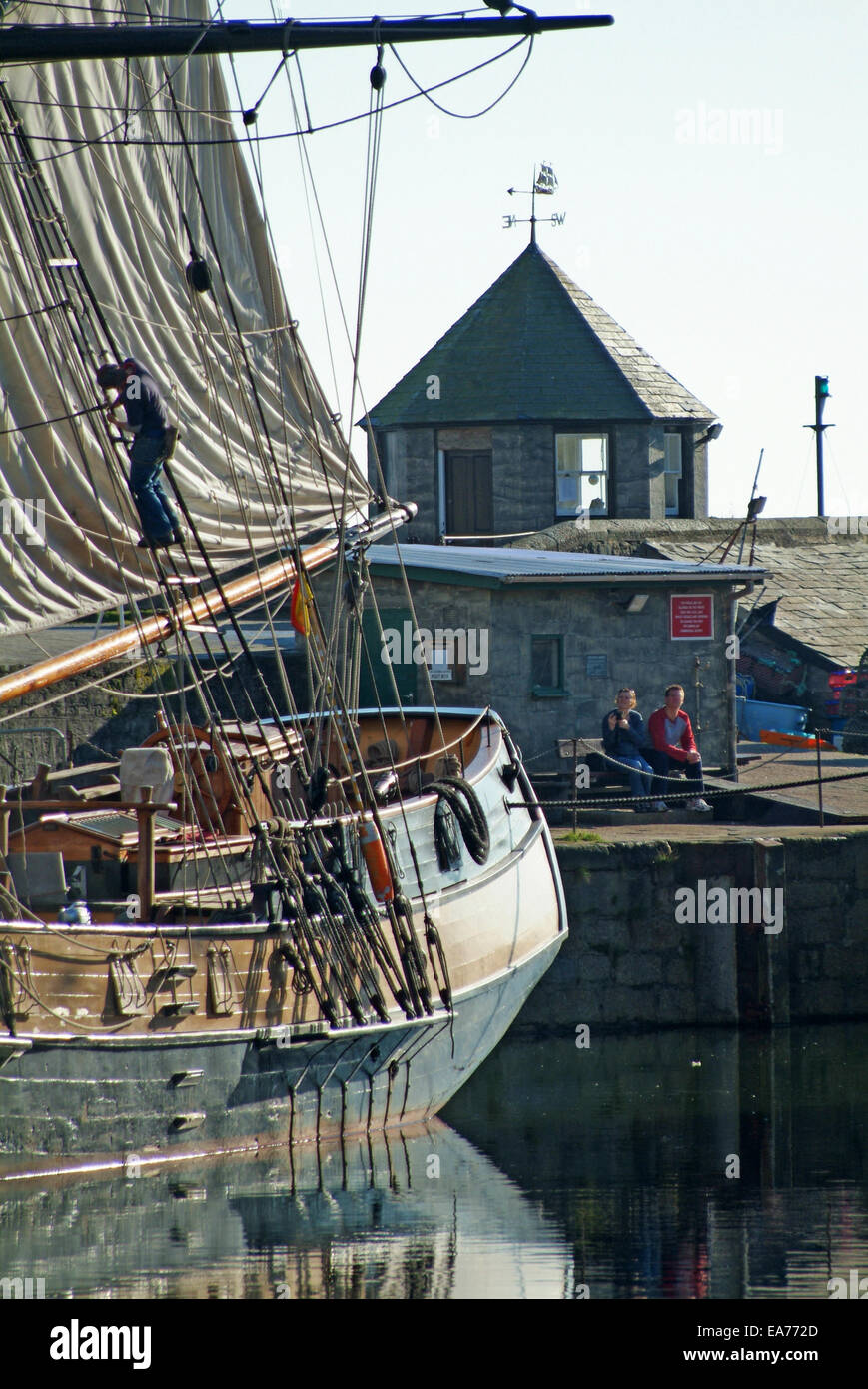 Tall ship in Charlestown Harbour Cornwall Stock Photo - Alamy
