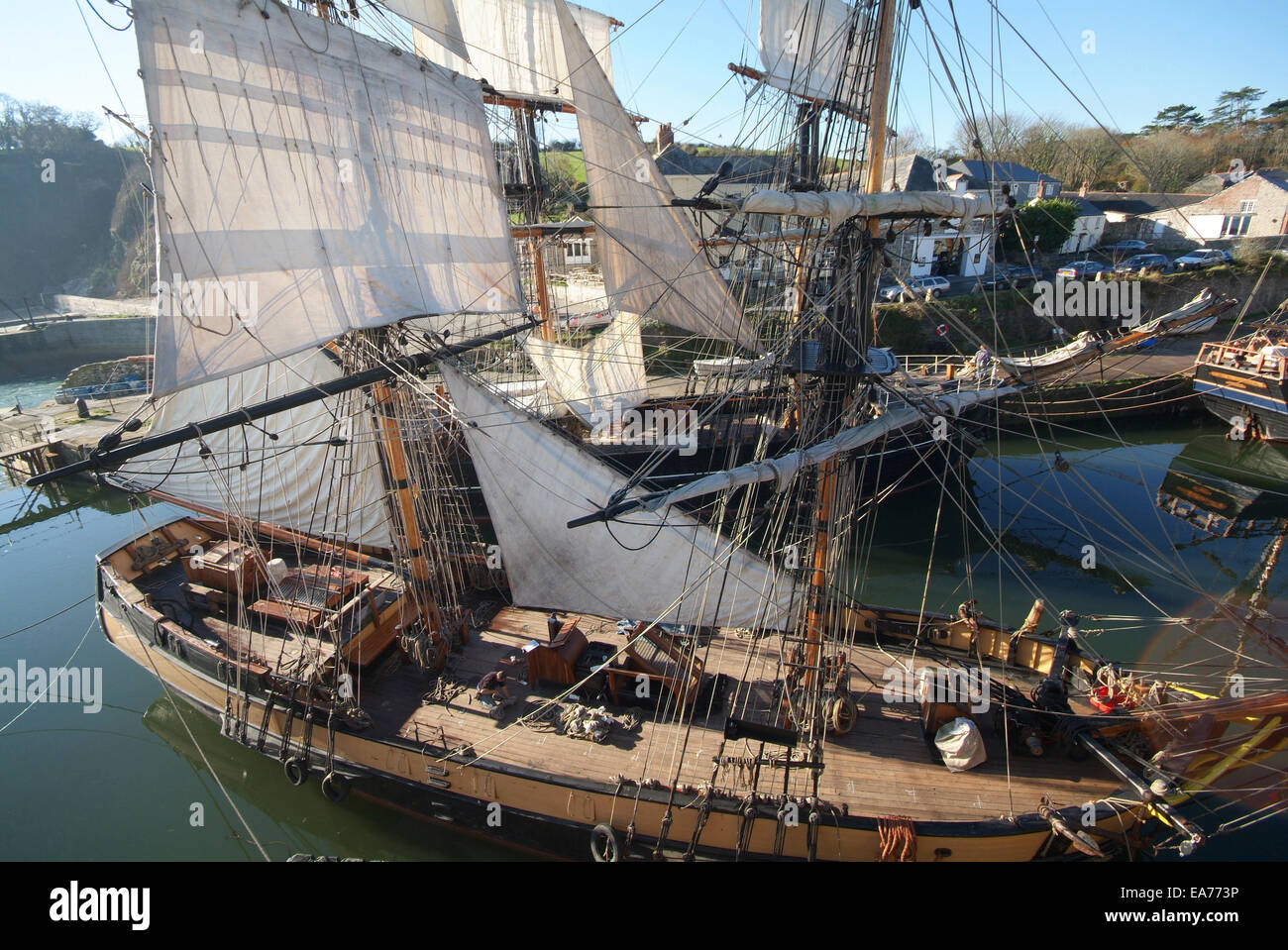Kaskelot & Phoenix tall ships in Charlestown Harbour Cornwall Stock ...