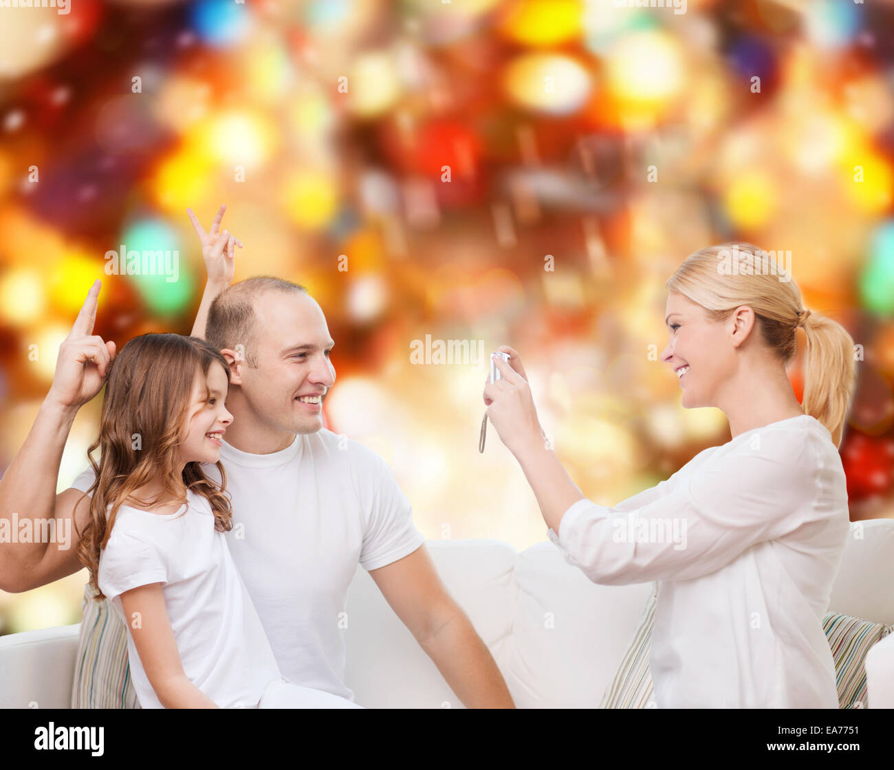 happy family with camera at home Stock Photo - Alamy