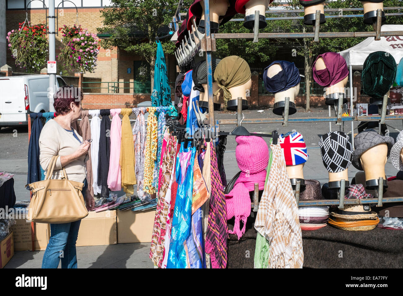 local stall market Acton London high street shop Stock Photo - Alamy
