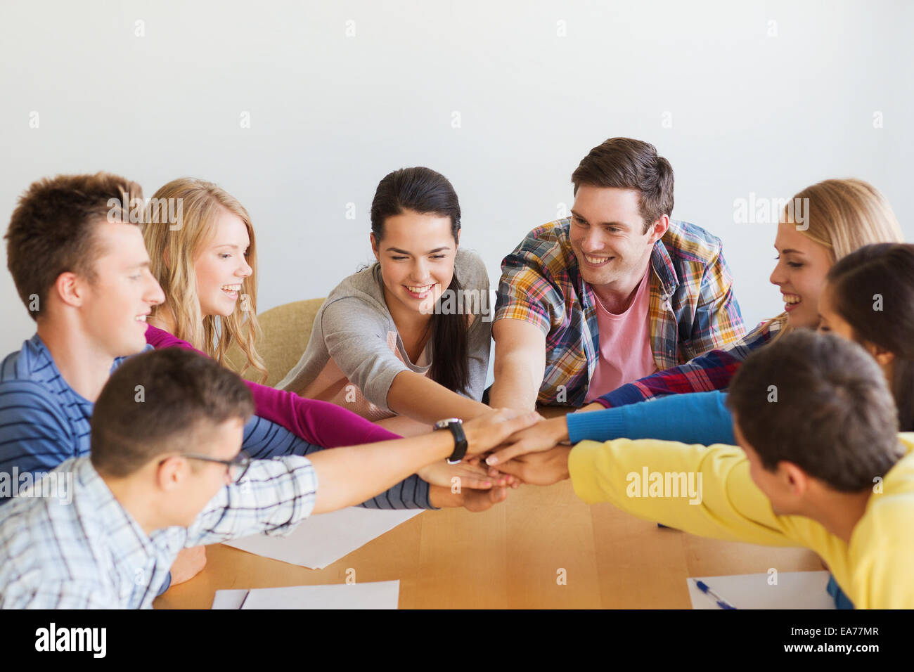 Group talking hand gesture hi-res stock photography and images - Alamy