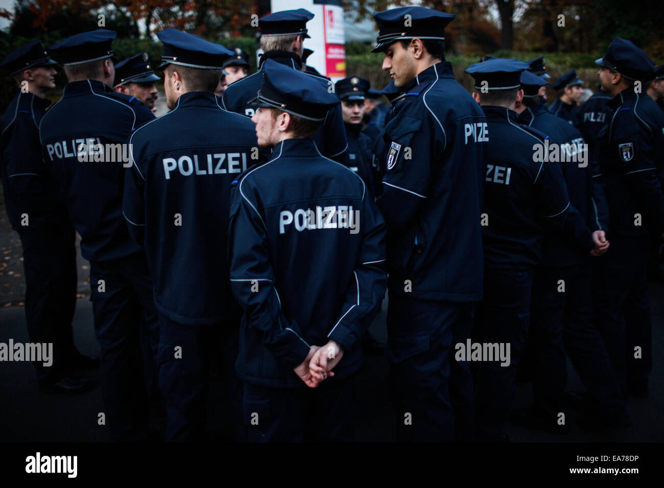 Berlin, Germany. 7th Nov, 2014. Students from a local police school ...