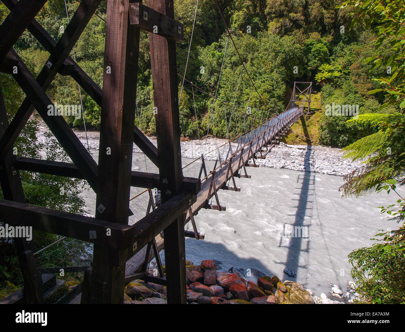 Rope bridge New Zealand Fox Glacier Region Stock Photo - Alamy