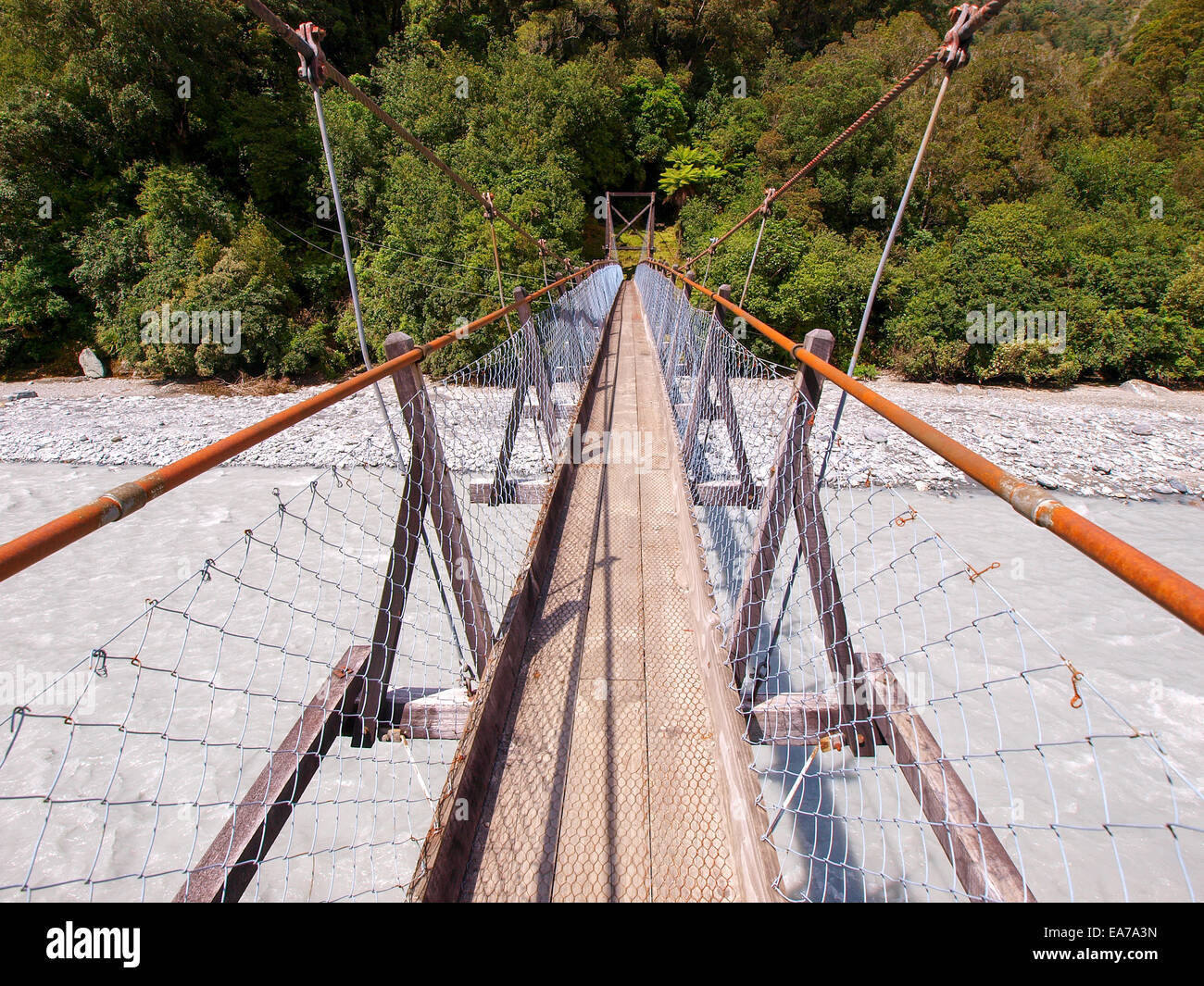 Rope bridge New Zealand Fox Glacier Region Stock Photo - Alamy