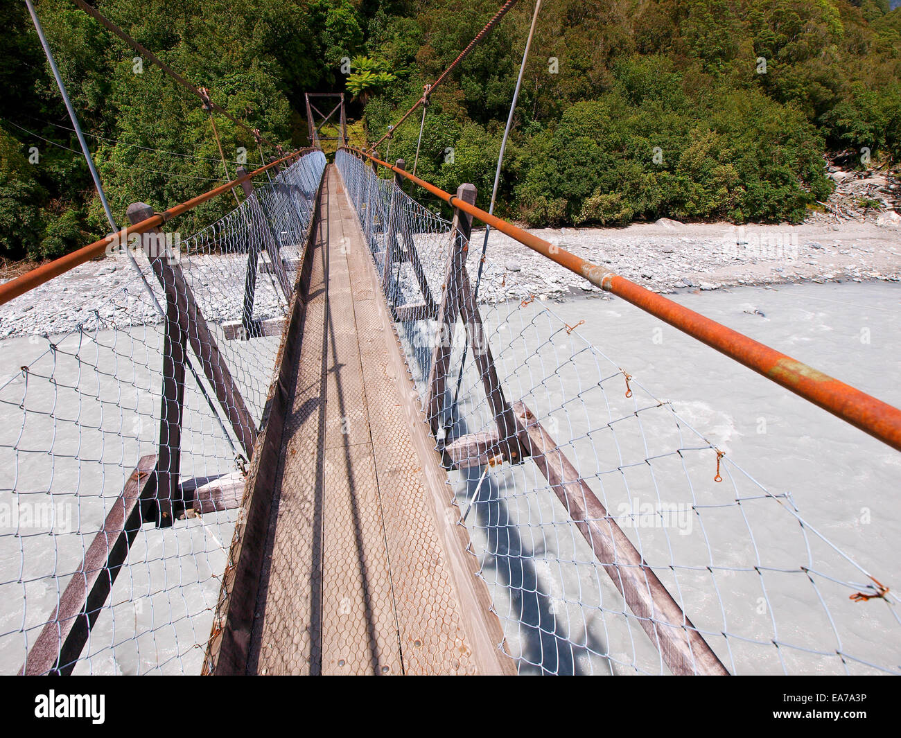 hanging bridge New Zealand Fox Glacier Region Stock Photo - Alamy