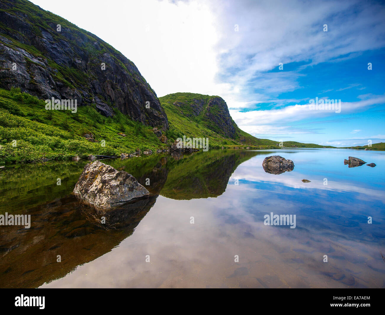 fjord reflection in Norway Stock Photo - Alamy